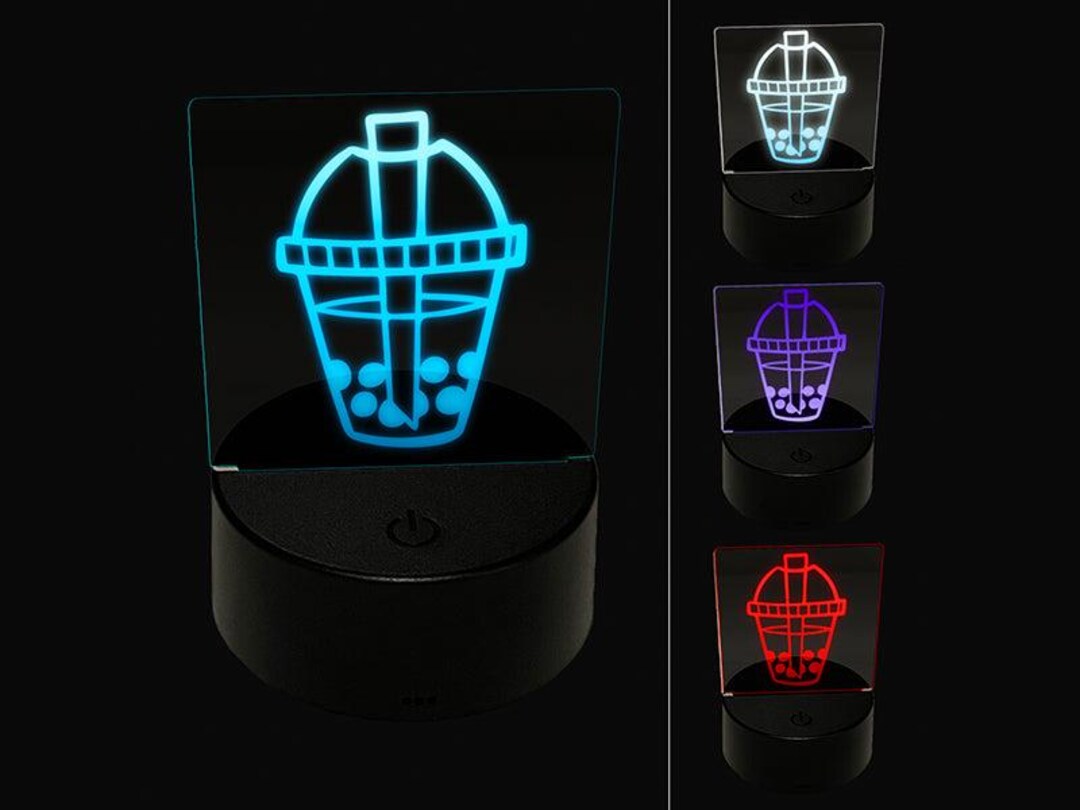 Yummy Bubble Tea Boba Milk Dessert Drink 3D Illusion LED Night Light ...