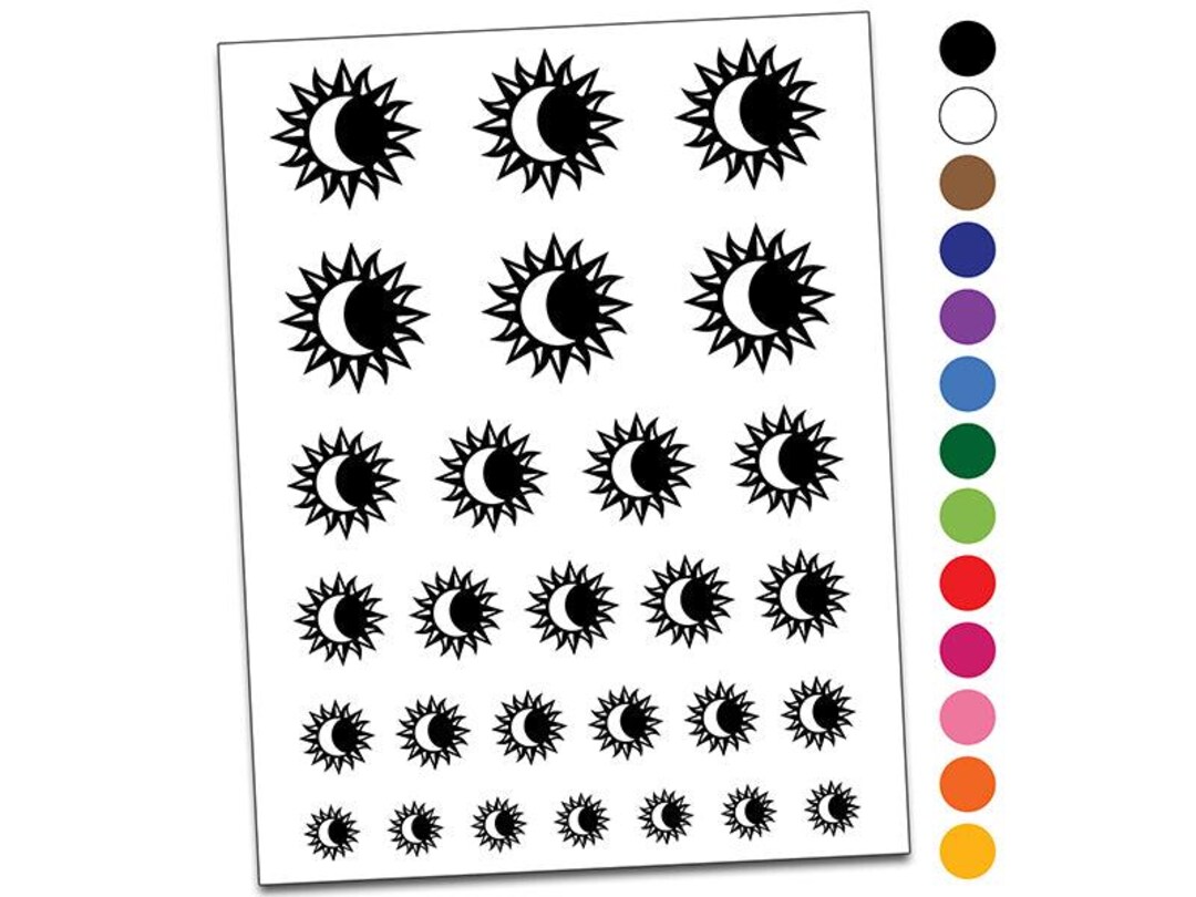 Solar Eclipse Sun Moon Temporary Tattoo Water Resistant Fake Body Art ...