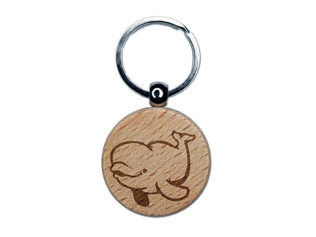 Jolly Beluga Whale Engraved Wood Round Keychain Tag Charm - Etsy