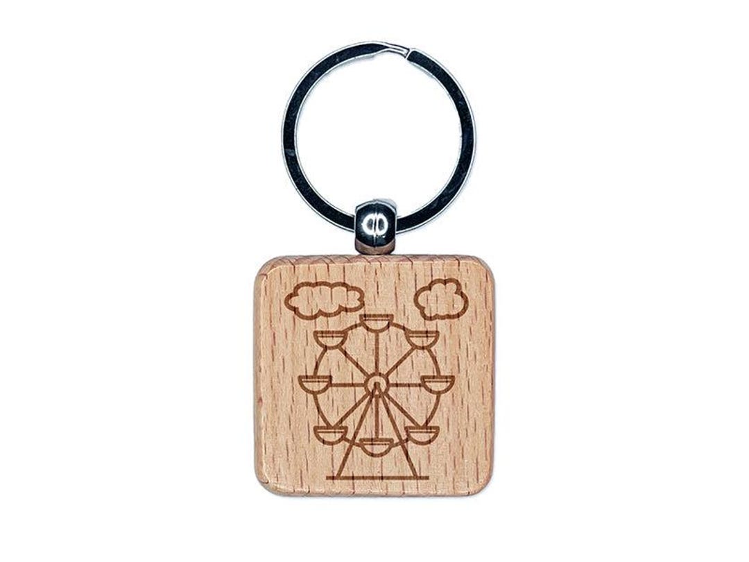 Ferris Wheel Carnival Ride Engraved Wood Square Keychain Tag Charm - Etsy