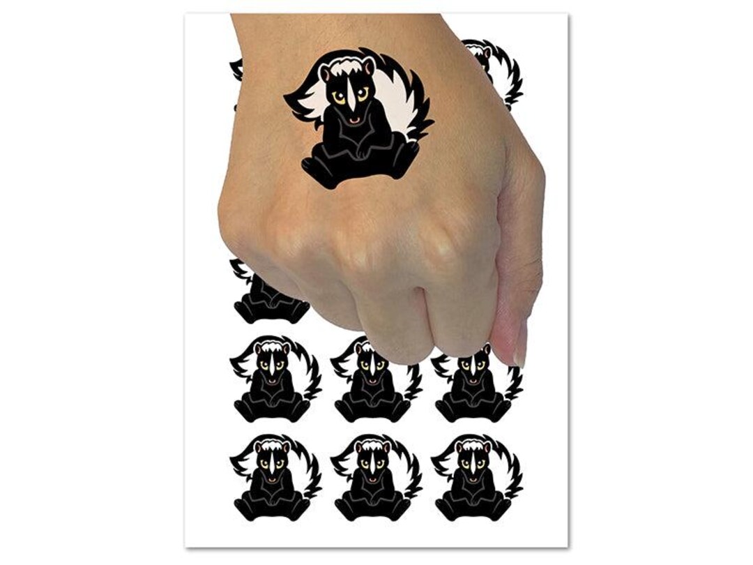 Sweet Skunk Sitting Temporary Tattoo Water Resistant Fake Body Art Set ...