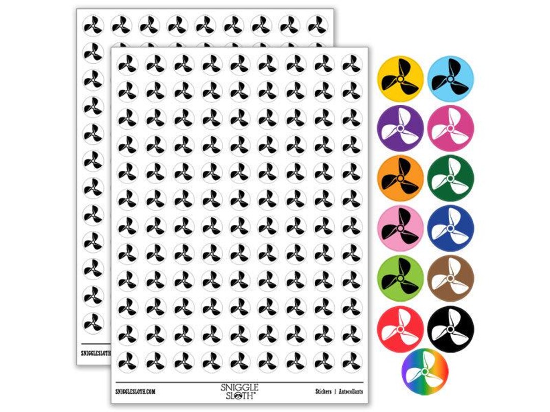 Propeller Boat Plane Aviation Pilot Fan Wing Blade Round Sticker Pack ...