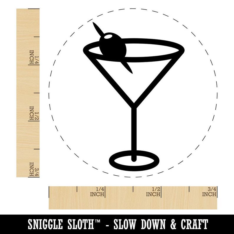 Martini Cocktail With Olive Self-inking Rubber Stamp for Stamping ...