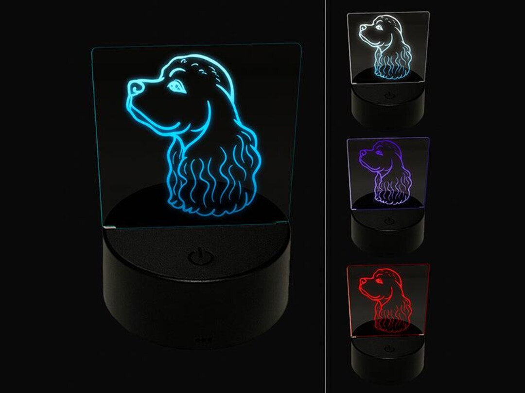 Cocker Spaniel Dog Head 3D Illusion LED Night Light Sign Nightstand ...
