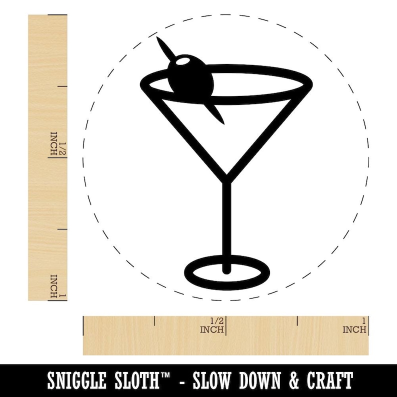 Martini Cocktail With Olive Self-inking Rubber Stamp for Stamping ...