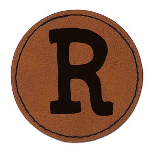 Letter R Uppercase Cute Typewriter Font Round Iron-on Engraved Faux ...
