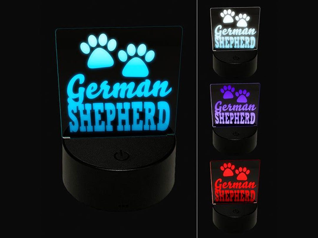 German Shepherd Dog Paw Prints Fun Text 3D Illusion LED Night Light ...