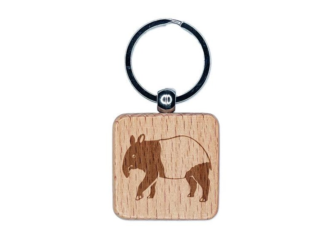 Simple Malayan Asian Tapir Engraved Wood Square Keychain Tag Charm - Etsy