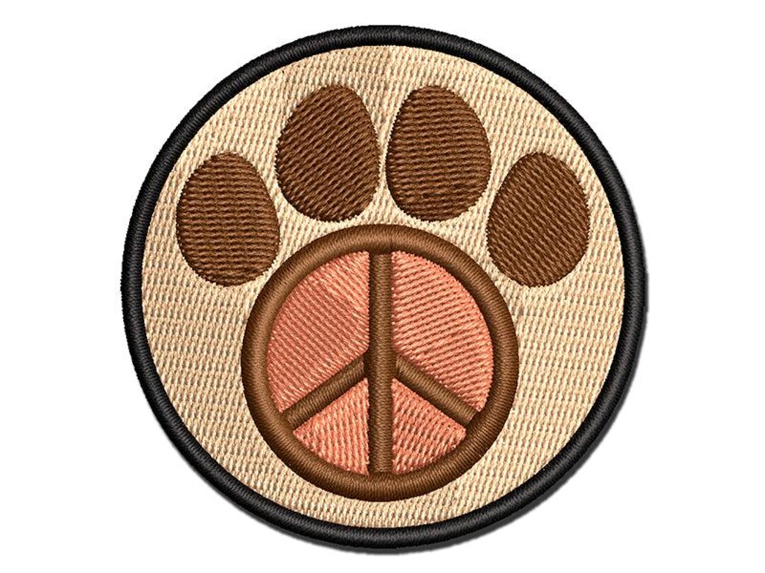 Paw Print Dog Cat Peace Sign Multi-color Embroidered Iron-on or Hook ...