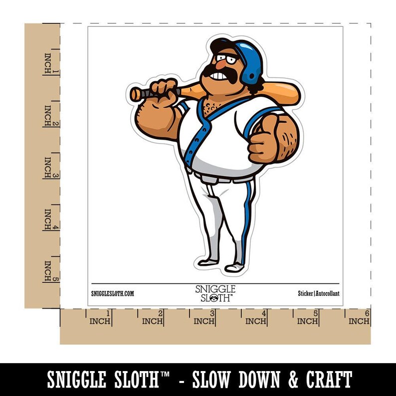 Water Bottle Sticker Set Burly Cartoon Baseball Player Batter Man Cute ...