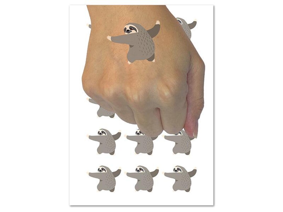Sleepy Sloth Clinging Hug Temporary Tattoo Water Resistant Fake Body ...