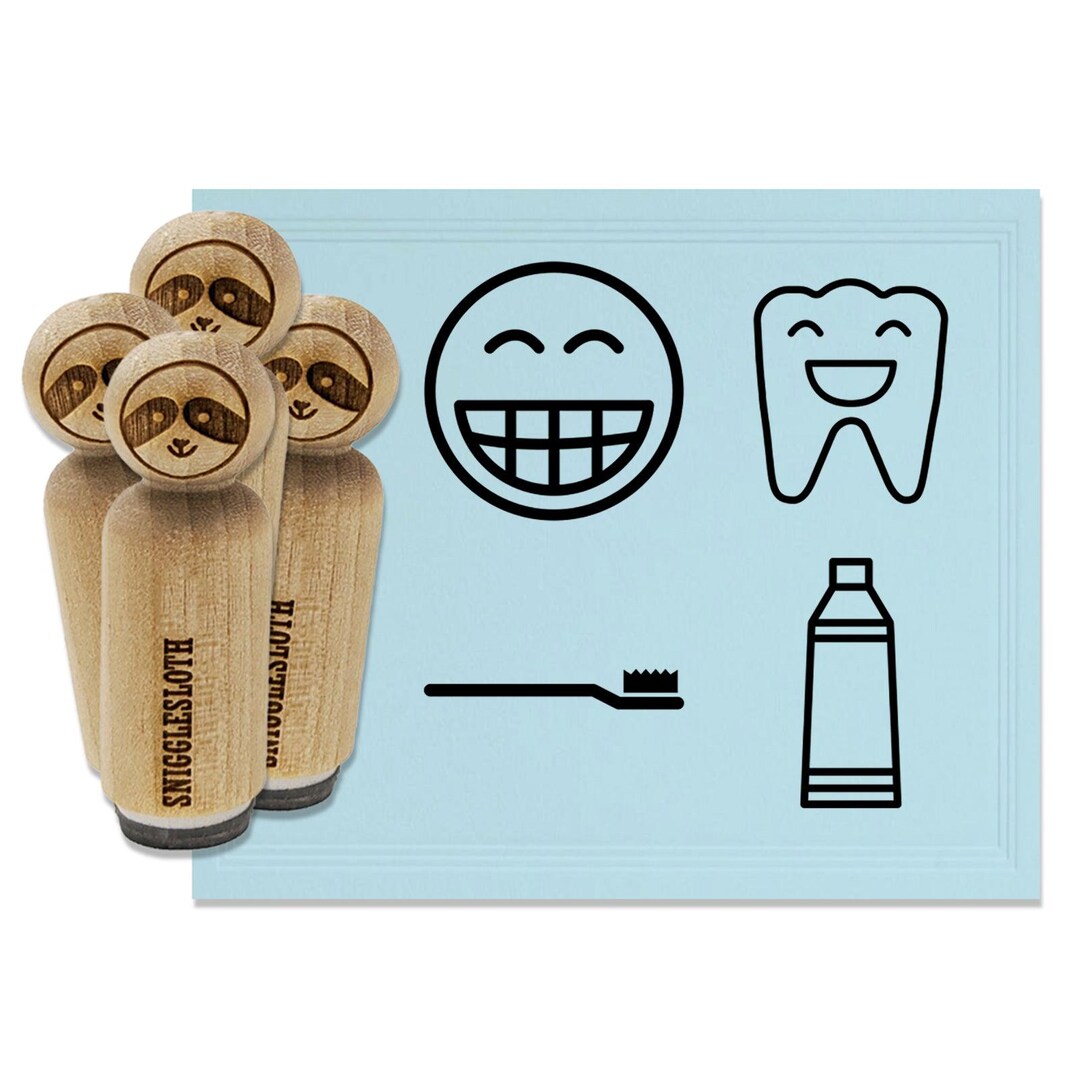 Dentist Dental Tooth Care Toothpaste Toothbrush Rubber Stamp Set for ...