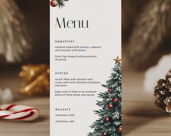 Christmas Menu Template, Printable Christmas Dinner Menu, Holiday ...