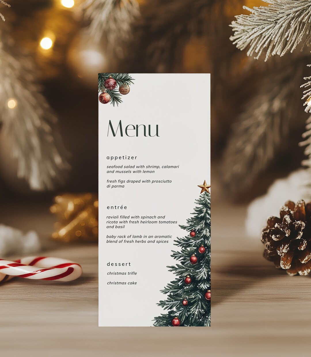 Christmas Menu Template, Printable Christmas Dinner Menu, Holiday ...