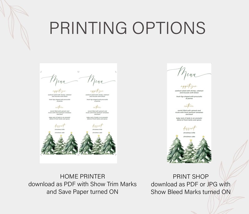 Christmas Menu Template, Printable Christmas Dinner Menu, Holiday ...
