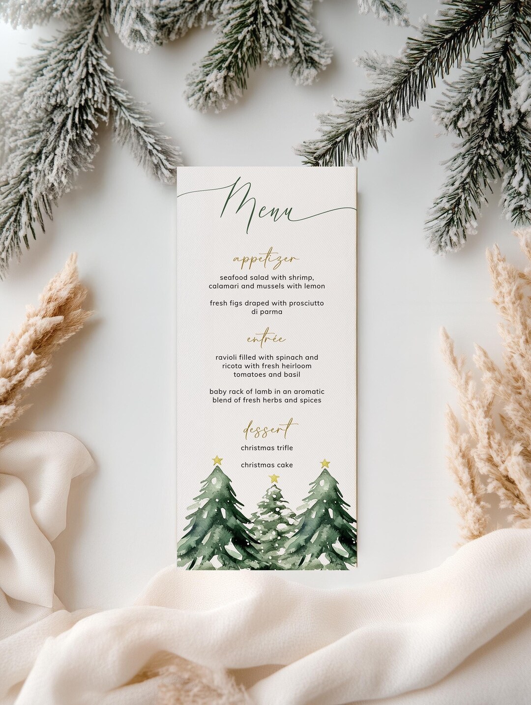 Christmas Menu Template, Printable Christmas Dinner Menu, Holiday ...