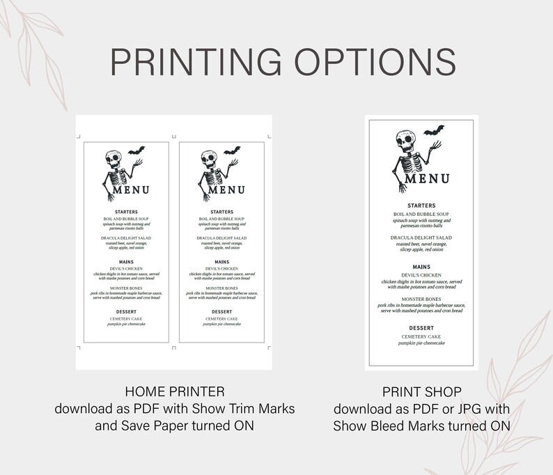Skeleton Halloween Menu Template, Halloween Dinner Party Menu, Editable ...