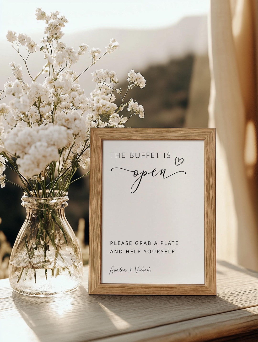 Modern Buffet Table Sign, Buffet Sign Template, Buffet is Open Wedding ...