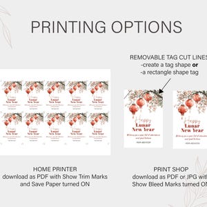 Lunar New Year Gift Tag Printable, Chinese New Year Favor Tag, Red Lamp ...