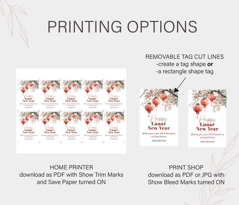 Lunar New Year Gift Tag Printable, Chinese New Year Favor Tag, Red Lamp ...
