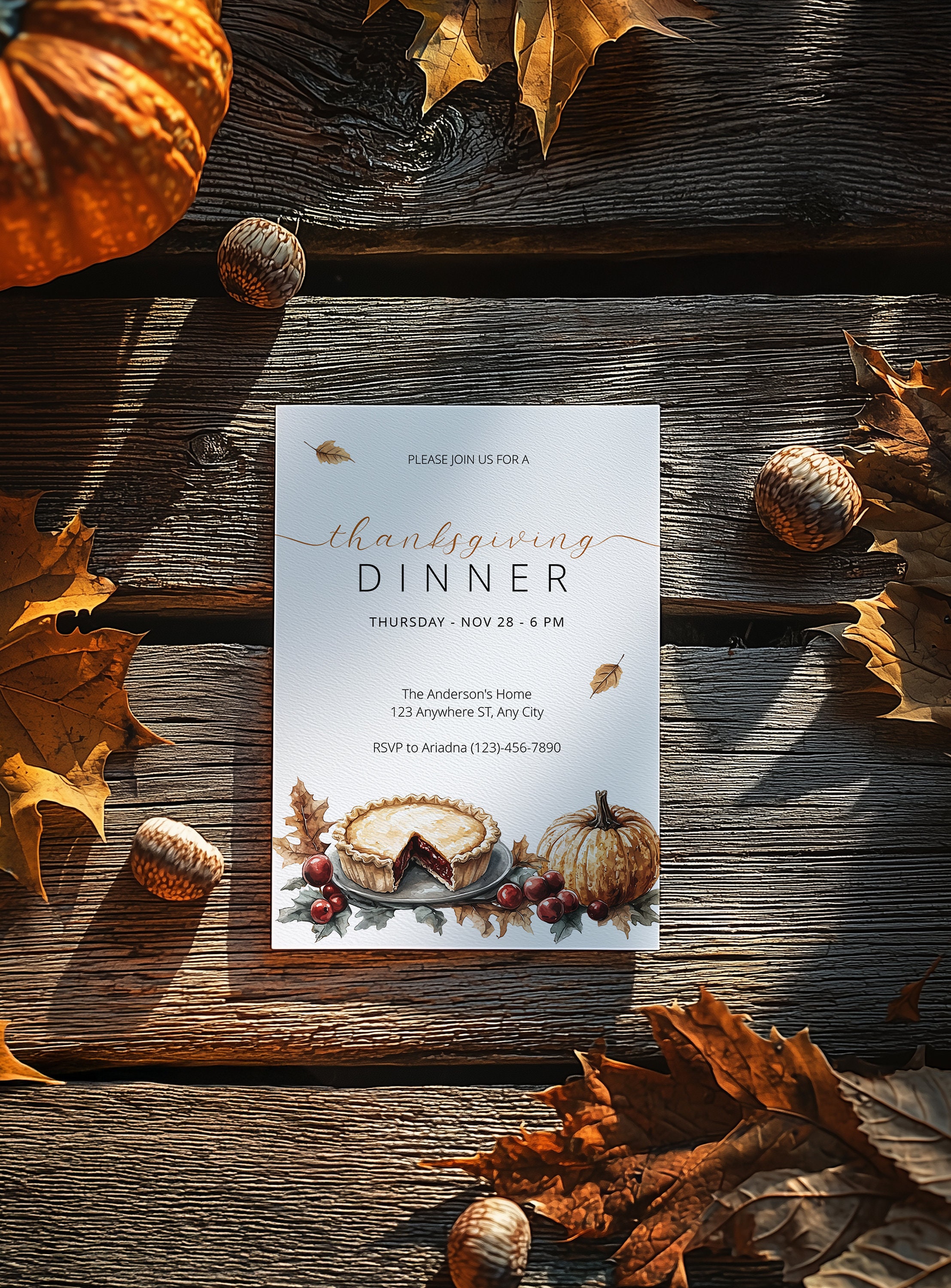 Thanksgiving Invitation Template, Thanksgiving Dinner Invitation ...