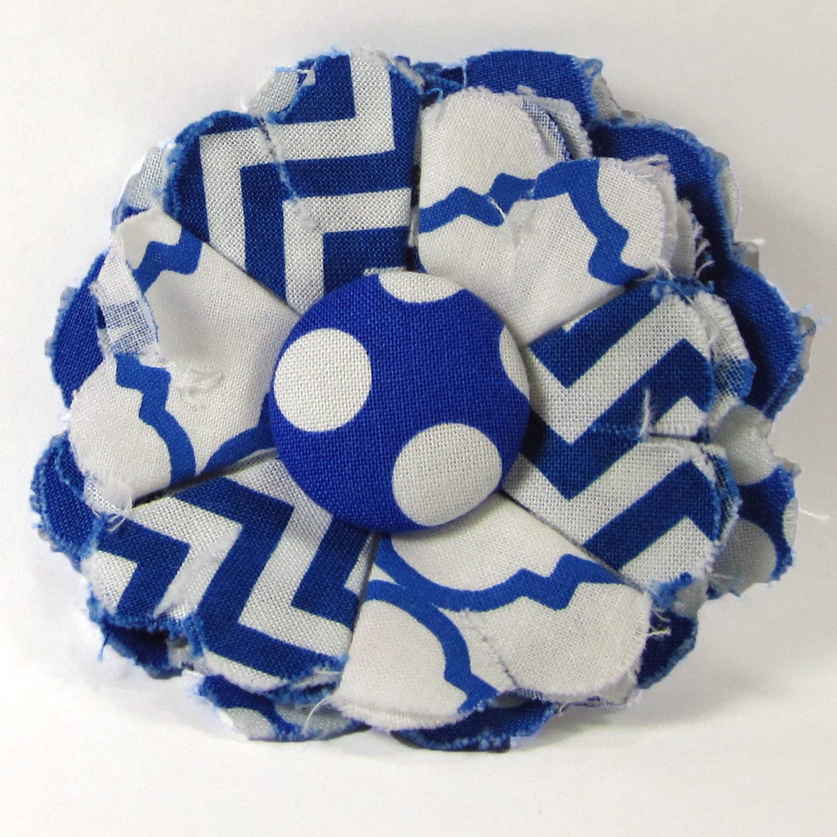 Fabric Flower Pin, Fabric Flower Brooch, Raw Edge Flower, Royal Blue ...