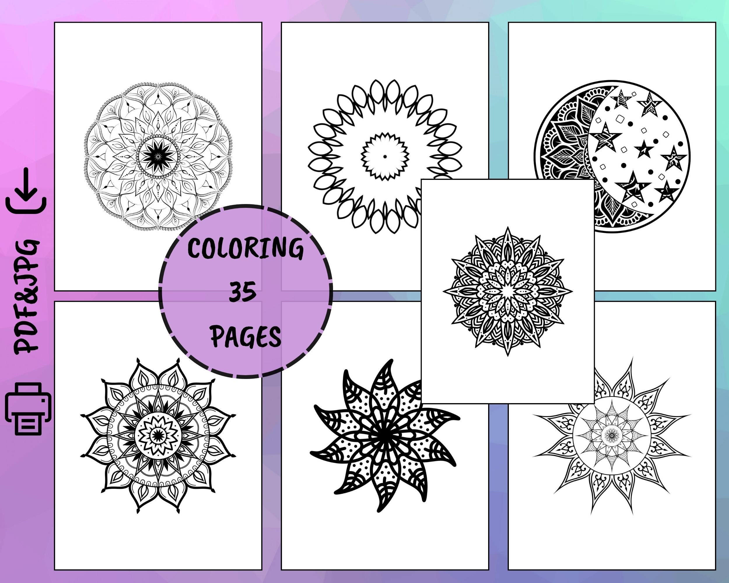 Mandala Coloring Pages,digital Coloring Pages,pdf,mandala Worksheet,35 ...
