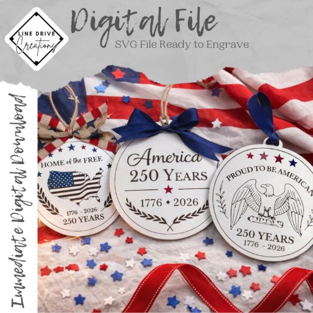 USA 250th Anniversary Ornament SVG Bundle | Laser Cut Files (digital ...