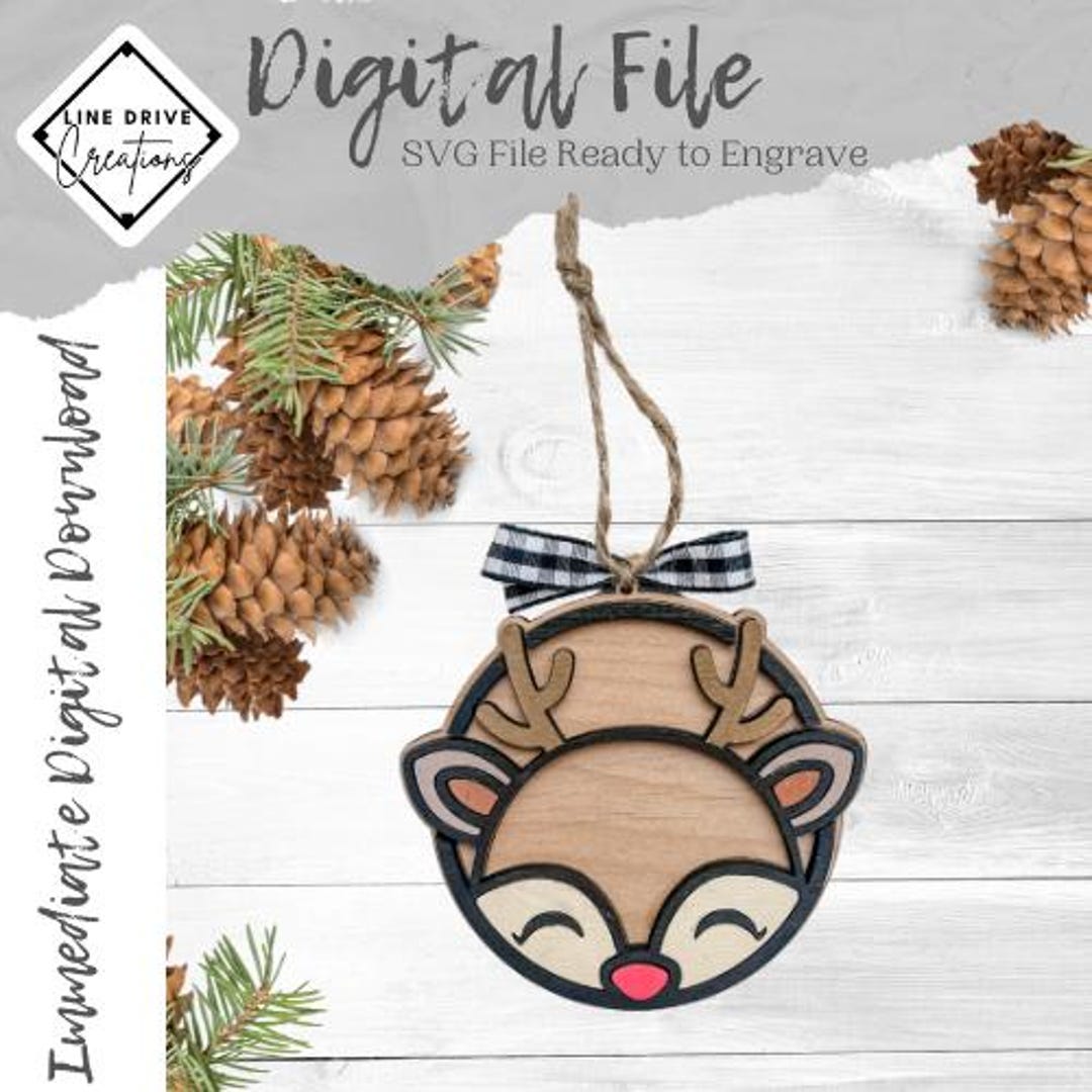 Rudolph Ornament SVG File, Laser Cut File, Christmas Ornament, Ornament ...
