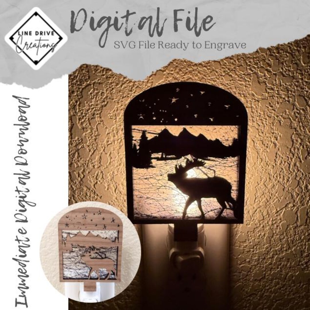 Night Light SVG, Elk Light, Dinosaur SVG, Elk Laser Cut File ...