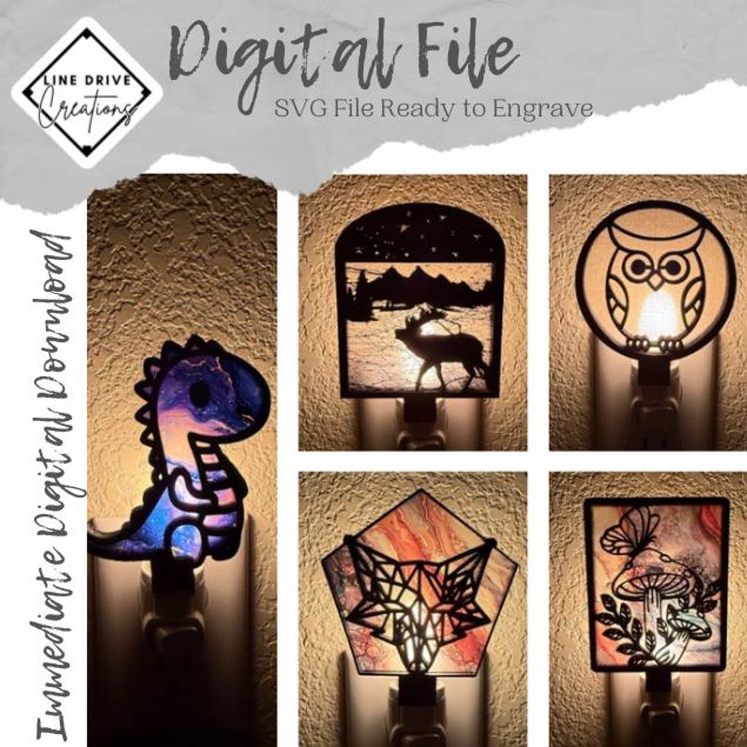 Night Light SVG Bundle, Fox Night Light, Dinosaur Night Light, Owl ...