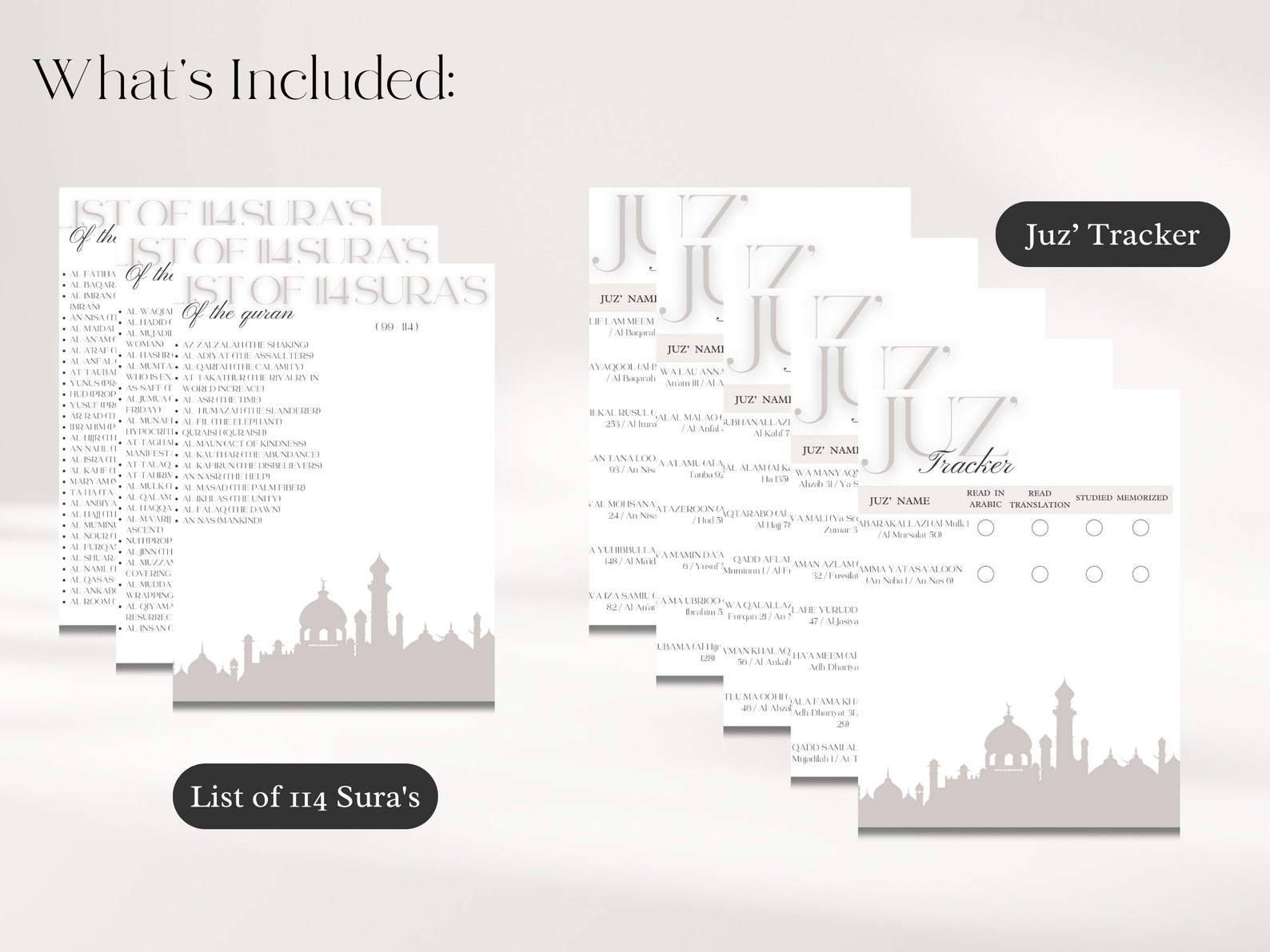 Digital Quran Tracker, Quran Journal, Muslim Digital Planner, Surah ...