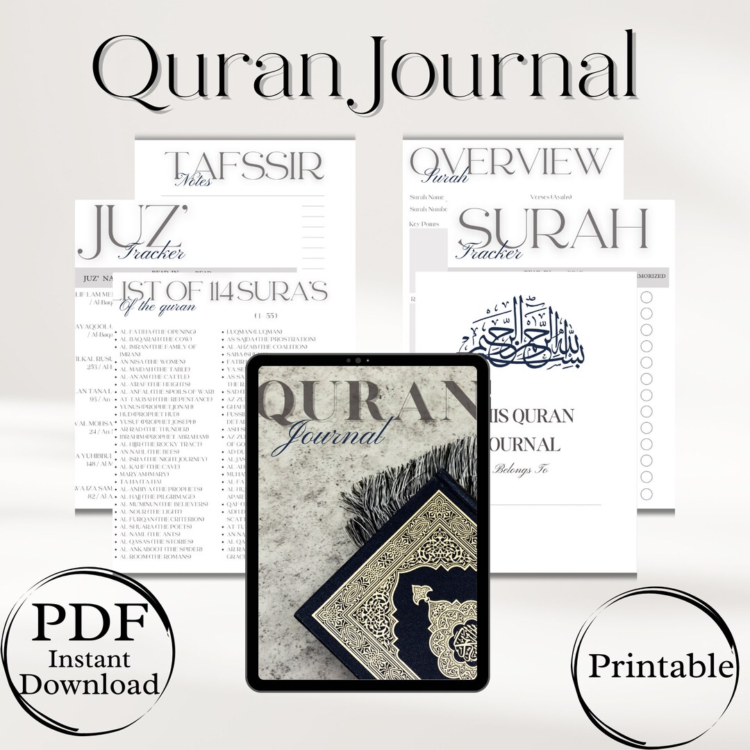 Digital Quran Tracker, Quran Journal, Muslim Digital Planner, Surah ...
