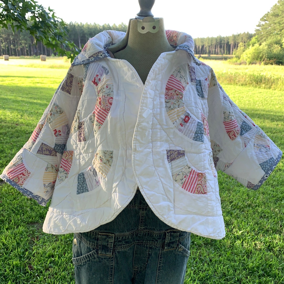 Quilt Jacket Short Sleeve Side Slit Made With Vintage Handmade Quilt ...