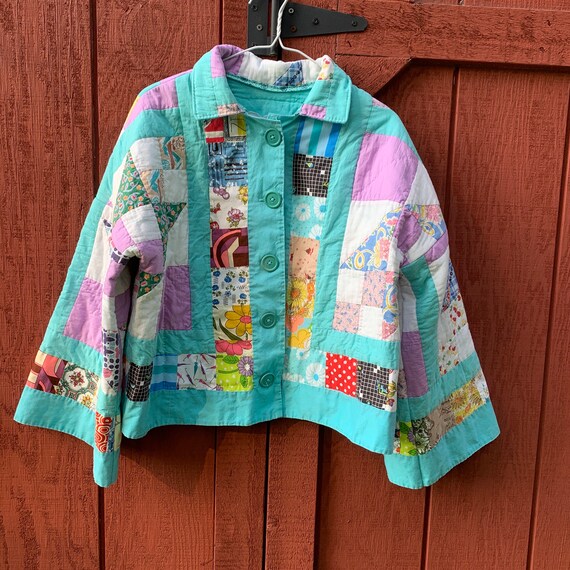 Quilt Jacket Made From Vintage Handmade Patchwork Quilt Quilt Jacket Made From Vintage Handmade Patchwork Quilt