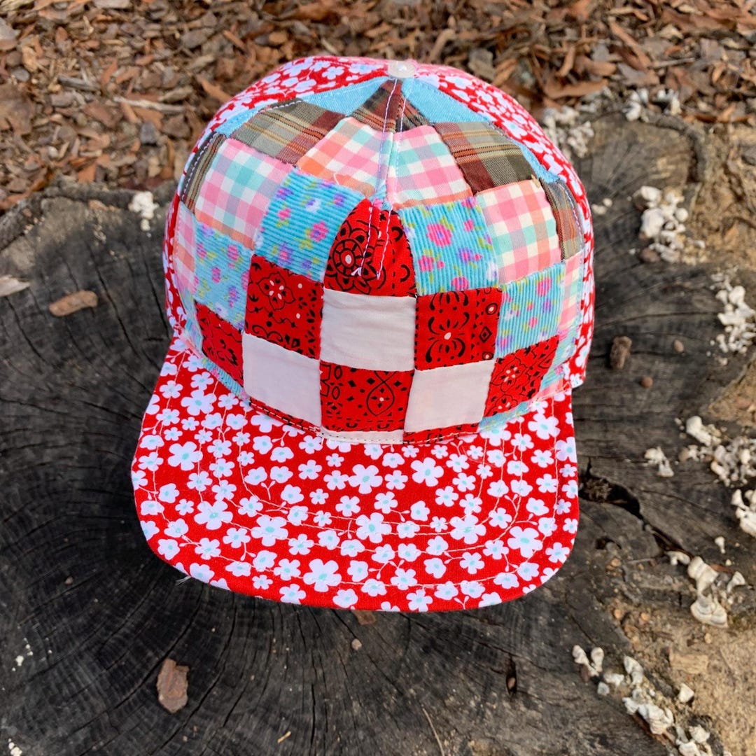 Handmade Patchwork Quilt Trucker Hat: Upcycled Vintage Cap - Etsy