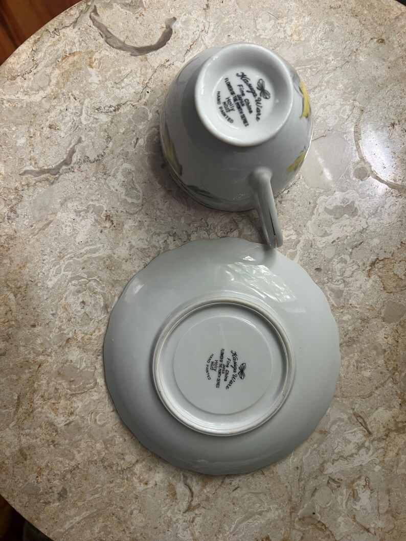 Vintage Kasuga Ware Tea Cup - Holly, Flower of the Month Series Cup ...