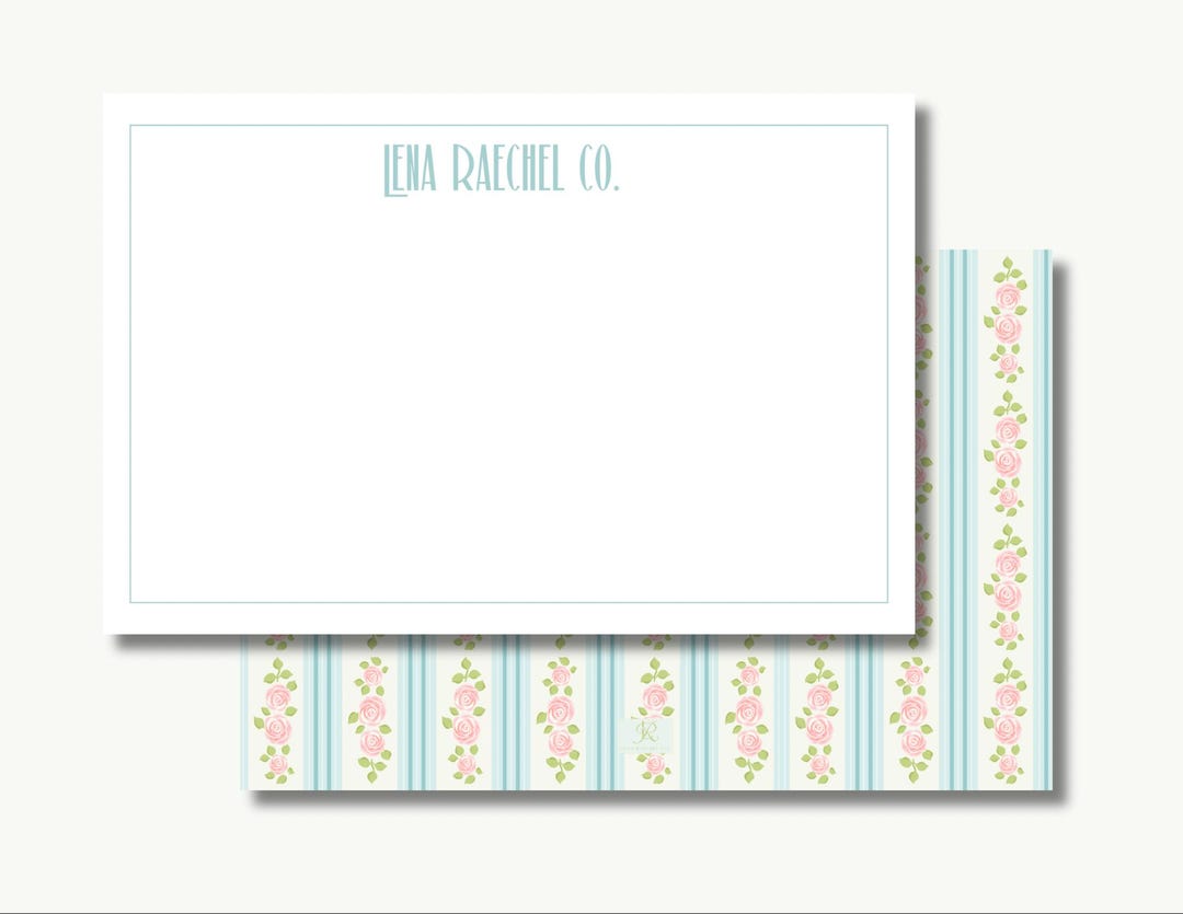 Custom Rose Stripe Stationery Set | Pink or Blue Stripes | 4x6 Flat ...