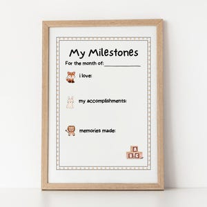 Monthly Milestones, Printable Milestones, Milestones Log, Printable PDF ...