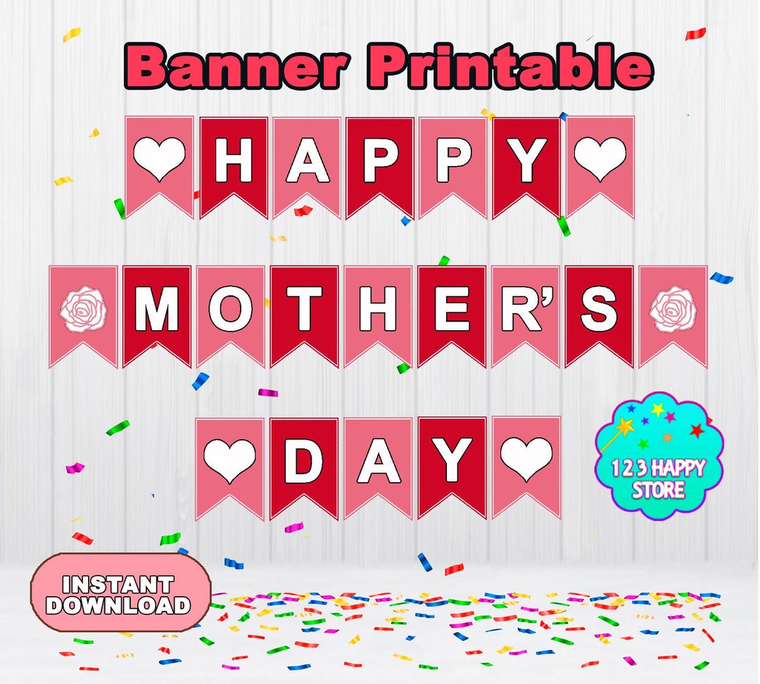 Happy Mother's Day Banner, Happy Mother's Banner, Mother's Printable ...