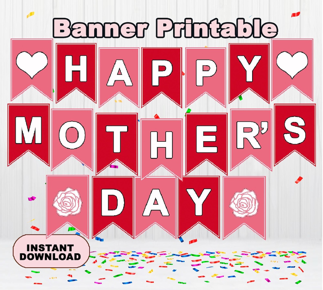 Happy Mother's Day Banner, Happy Mother's Banner, Mother's Printable ...