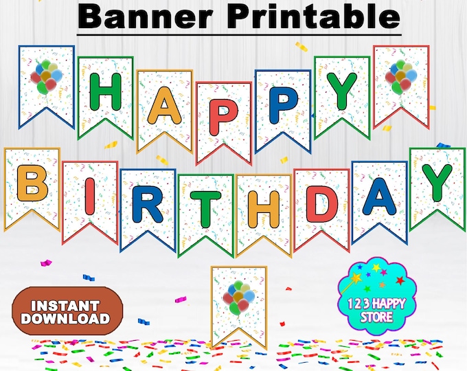 Printable Birthday Banner Colors, Multicolor Banner Printable, Colorful ...