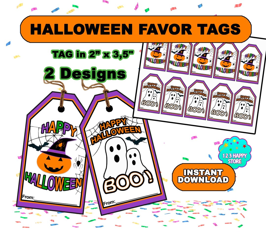 Halloween Tags, Happy Halloween Treat Bag Tags, Instant Download ...
