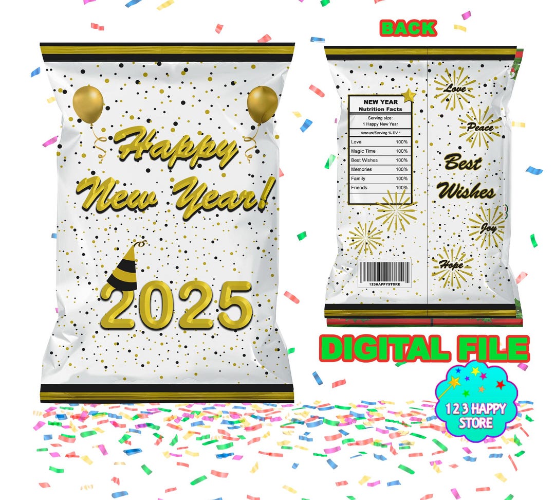 New Year Chip Bag Label Instant Download, Chip Bag Favor, Chip Bags ...