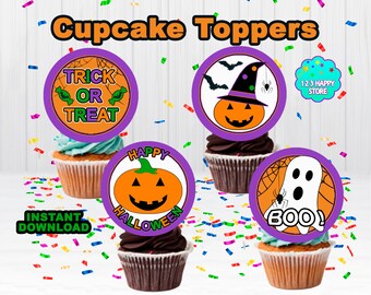 Printable Centerpieces for Halloween Party, Happy Halloween Cupcake ...