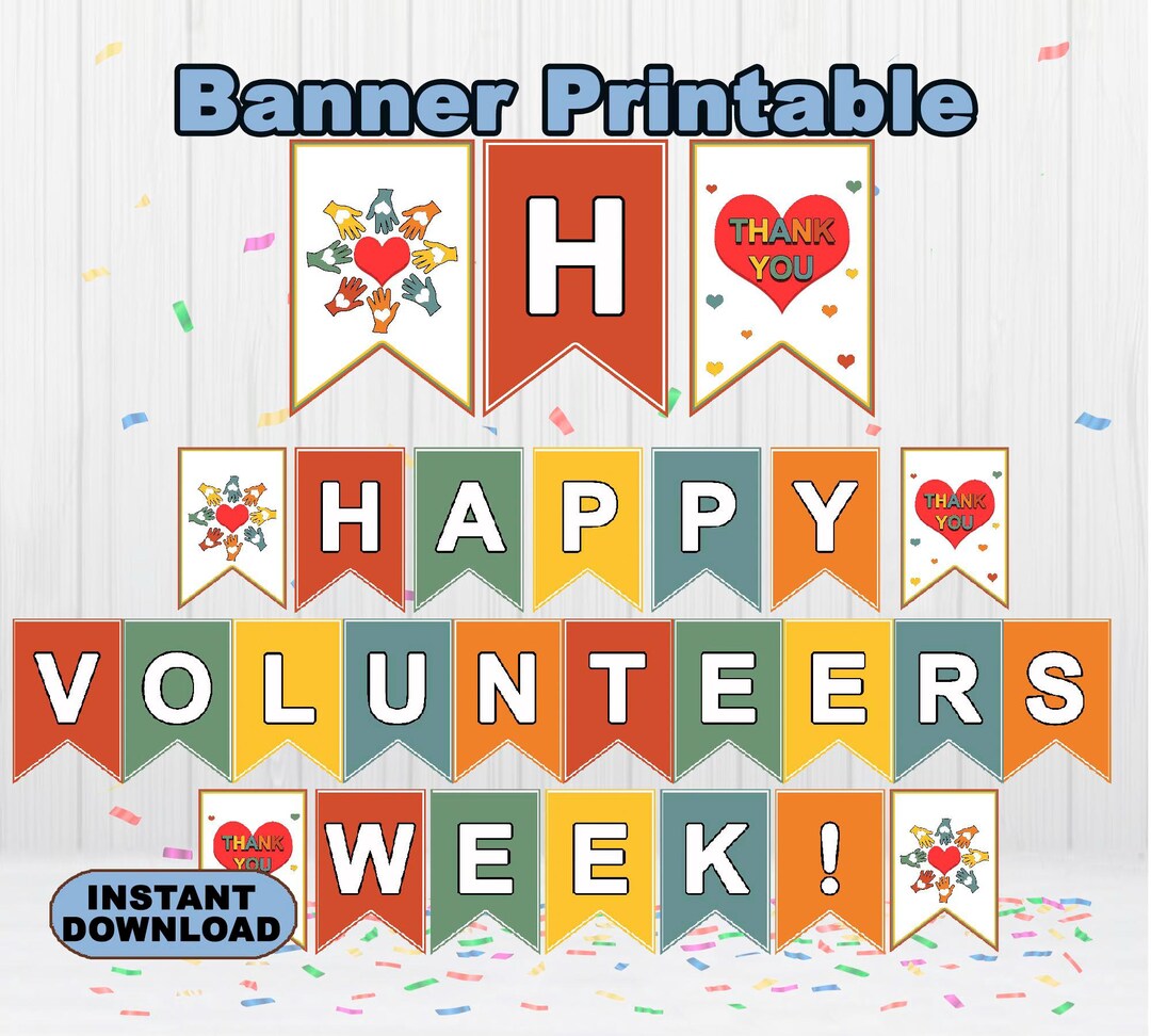Happy Volunteers Week Banner Printable, Instant Download - Etsy