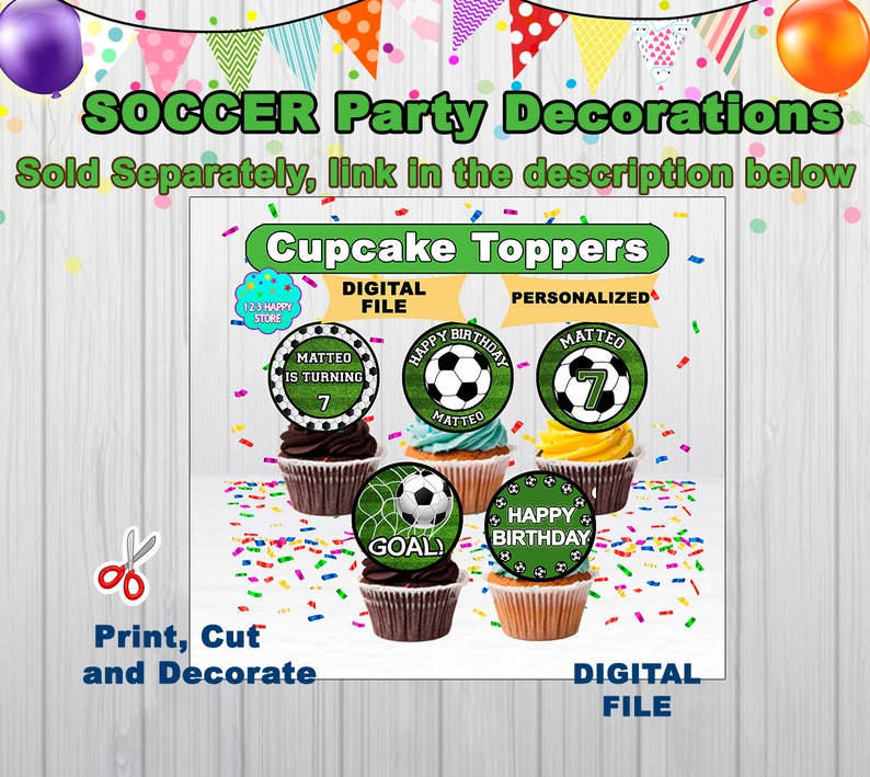 Soccer Cake Topper Birthday, Topper Soccer - Instant Download - Etsy