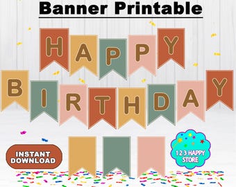 Boho Birthday Banner | Instant Download | Boho Printable - Etsy
