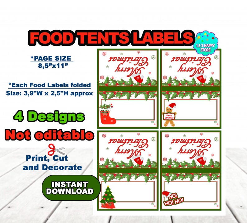 Christmas Food Labels, Instant Download, Christmas Labels Printable ...
