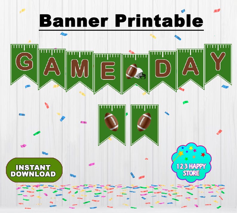 Football Banner, Game Day Banner, Printable Football Banner, Instant ...